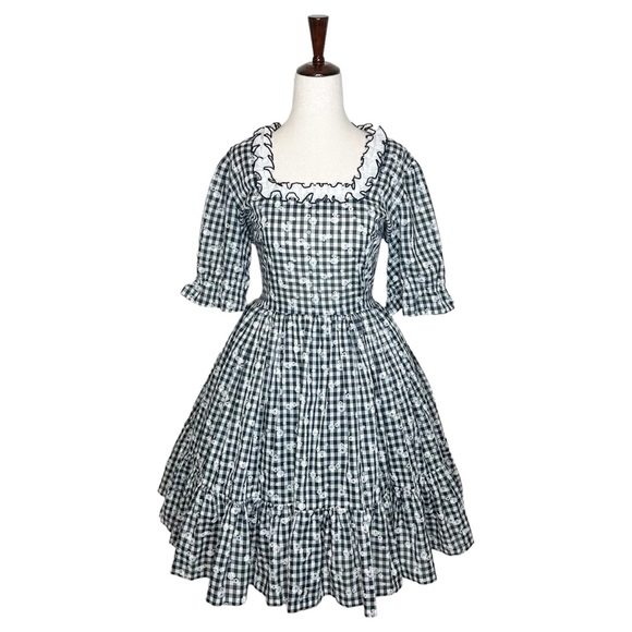 Vintage | Dresses | Vintage 5s Floral Gingham Western Square Dance ...